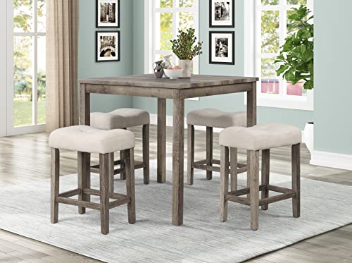 Best Master Furniture CD038GTCH Vitaliya Square Wood Counter Height Dining Table in Antique Natural Oak