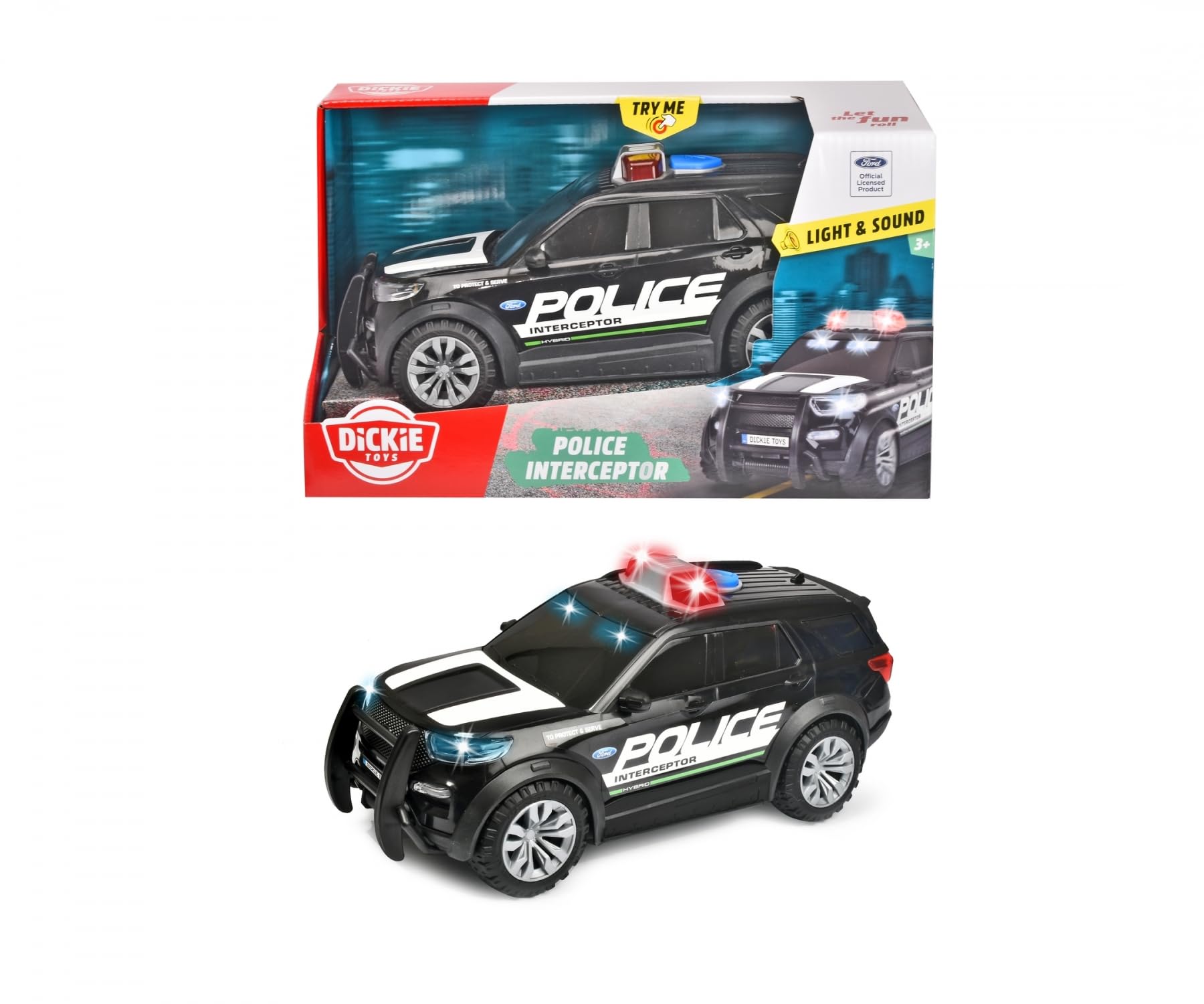 Dickie Toys HK Ltd Light & Sound Ford Police Interceptor, Black
