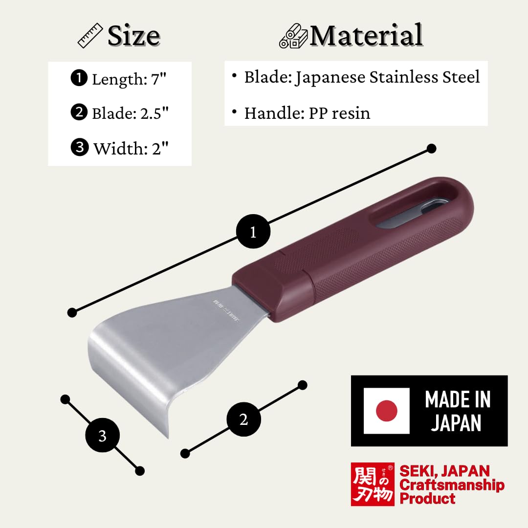 ALLEX Right Angle Paint Scraper Tool 2" Bent Scraper 90 Degree, Heavy Duty Full Tang, Sharp Japanese Stainless Steel Blade, Professional Scraper Knife for Paint, Metal, Carbide, Rust, Made in JAPAN