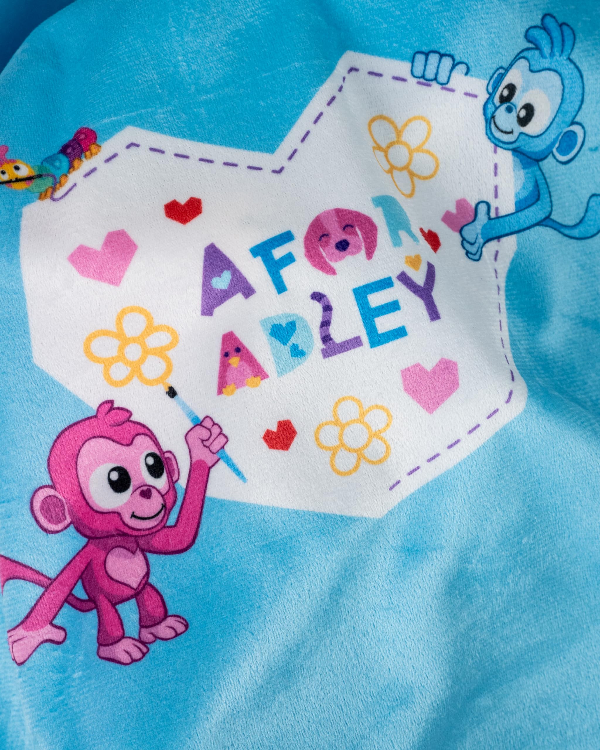 A FOR ADLEY Official Merch Monkey Buddies, A Pink and Blue Monkey Ready to Be Your Favorite Stuffed Animal Friend. Comes with Carrying Bag.