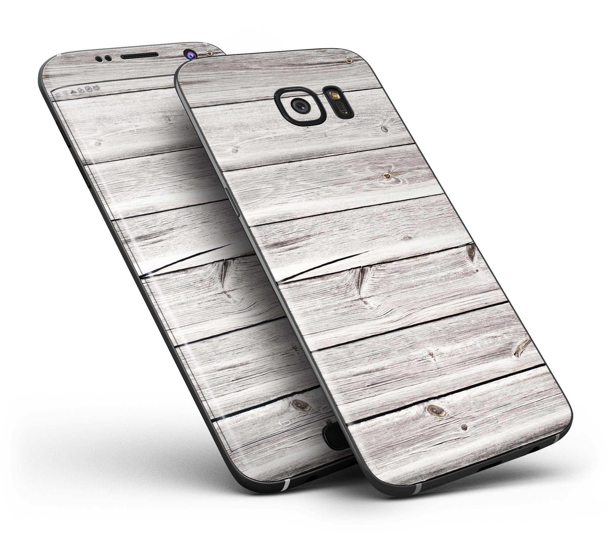 Design Skinz Design Skinz Aged White Wood Planks Full-Body Wrap Decal Skin-Kit for The Galaxy S8 Plus