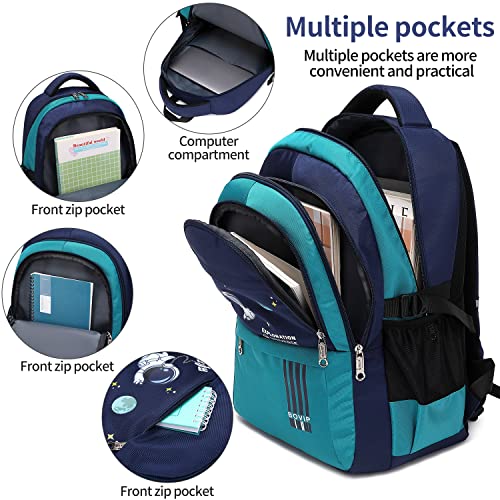 BOVIP Bookbags Cute Lightweight School Backpack for Toddlers Boys Girls Middle School Elementary Green Large