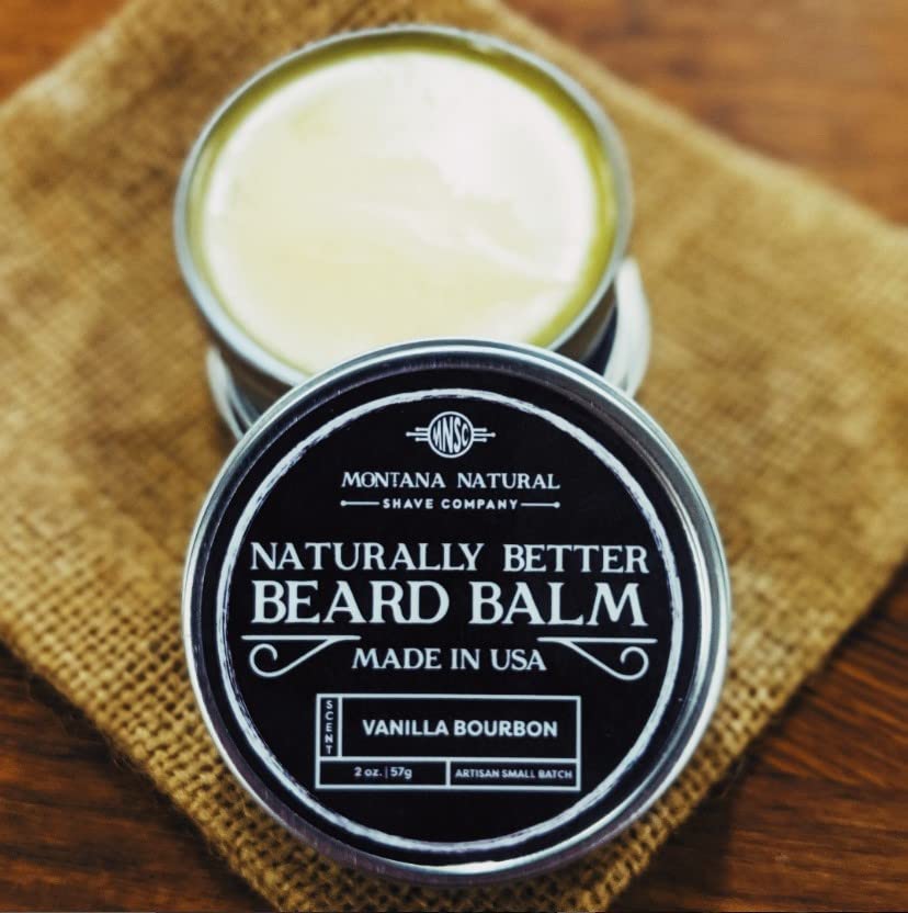 MNSC Small Batch Vanilla Bourbon Beard Balm for a Naturally Better Beard - All-Natural Beeswax and Plant-Based Oils, Petroleum-Free, Hypoallergenic, Handmade in USA