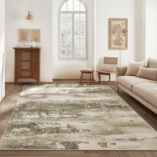 Area Rugs 8x10 for Living Room Bedroom Machine Washable Modern Abstract Soft Amber Large Rugs with Non Slip Backing, Floor Carpet for Dining Room