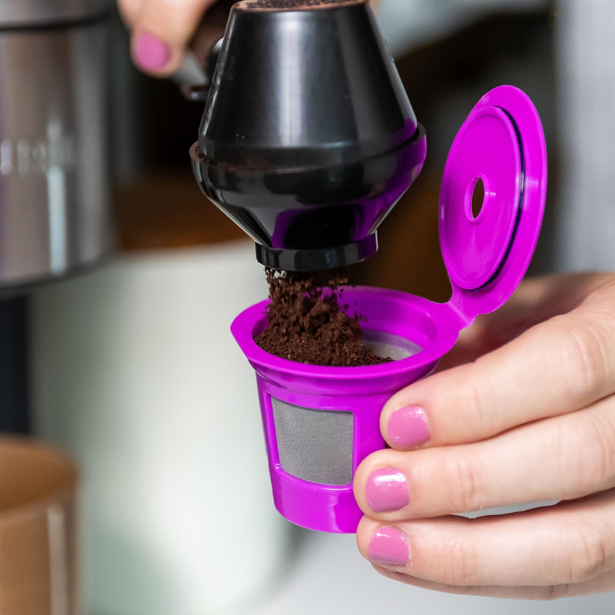 Cafe Fill 4-Pack Reusable Refillable Coffee Pod Filter Capsules Plus Coffee Scoop by Perfect Pod - Compatible with Keurig and Select Single Serve Coffee Makers, Replacement for K-Cups