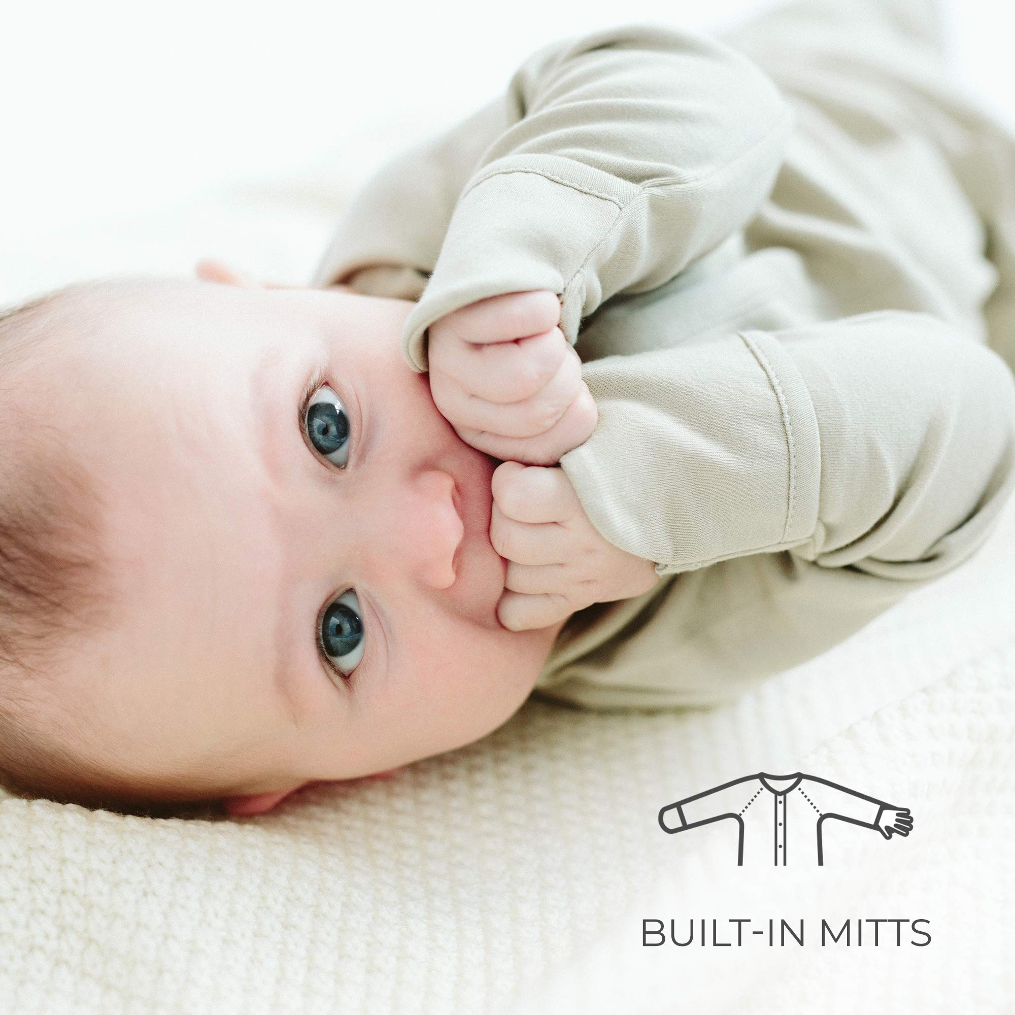 Goumijamms, Smart Baby Gown Made with Organic Material with Scratch Prevention Mitts and Foot Pockets (Drops Pink, 0-3 Months)