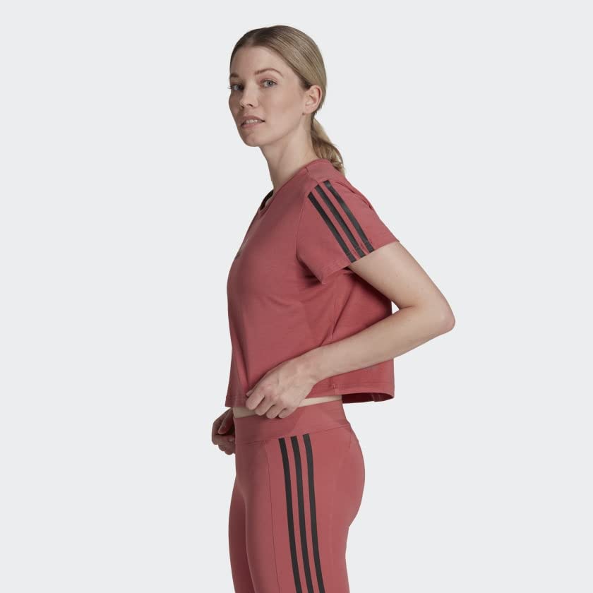 adidas Women's AEROREADY Cotton-Touch Cropped Sport Tee, Wonder Red, Large