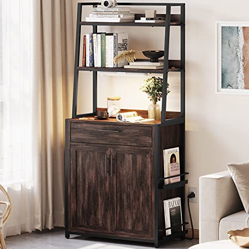 AOGLLATI Bookshelf and Bookcase, Bookshelf Organizer with 5-Tier Storage Rack, Industrial Wood Bookcase, Rustic Free Standing Bookshelves Metal Frame Display Rack for Living Room, Bedroom, Home Office