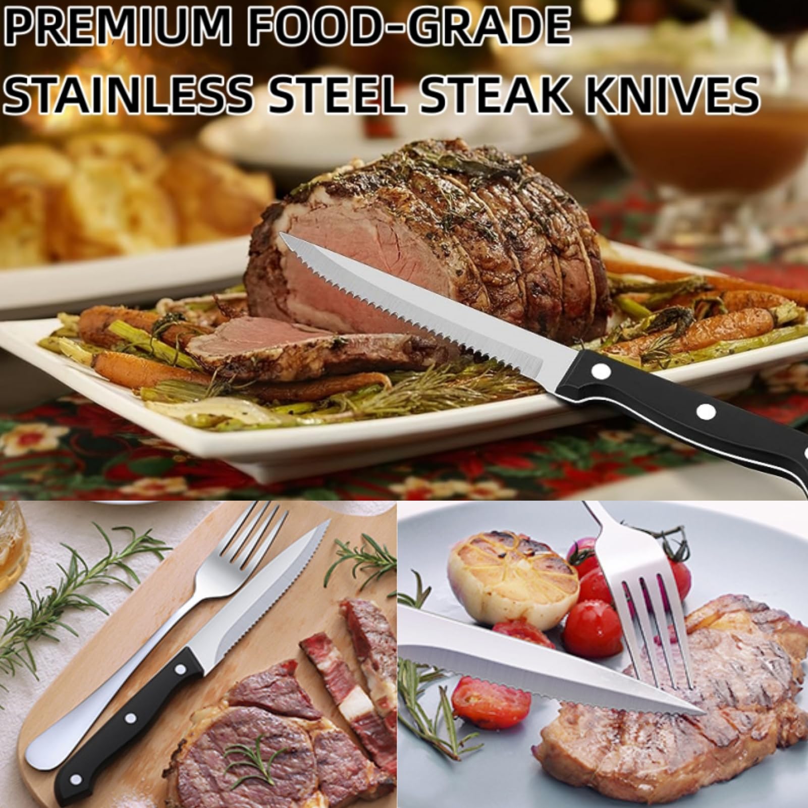49PCS Silverware Set with Organizer, Durable Stainless Steel Flatware Drawer Cutlery Set for 8, Kitchen Utensils with Steak Knives Mirror Polished Dinner Knife Forks Spoons Tableware Service Tray