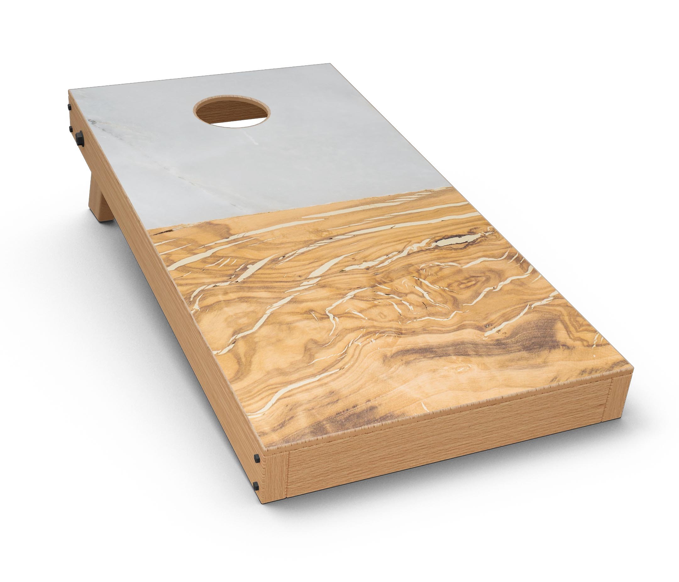 Design Skinz Marble Skin Set for Cornhole (Skin Only) - Marble & Wood Mix V1