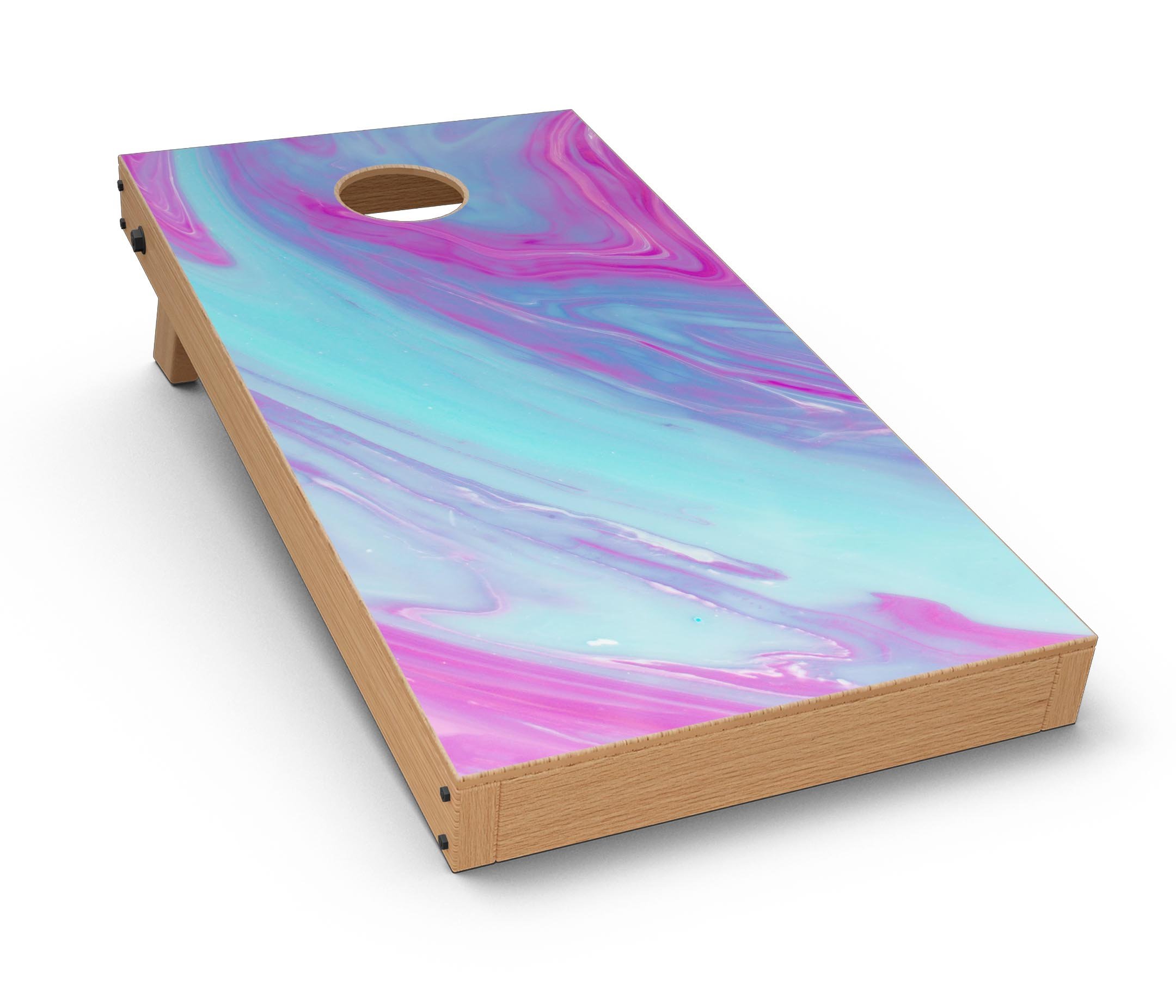 Design Skinz Marble Skin Set for Cornhole (Skin Only) - Marbleized Pink Ocean Blue v32