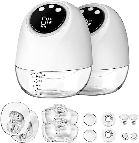 Breast Pump, Double Wearable Electric Breast Pump, Hands Free Breast Pump, Longer Battery Life, Rechargeable Portable Breast Pump with 3 Modes & 10 Levels,LED Display,2 Pack