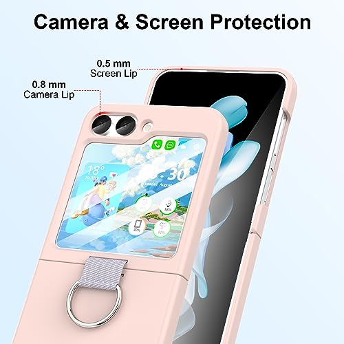 DAKORIE for Samsung Galaxy Z Flip 5 Case with Ring Shockproof Silicone Protective Cover Flip Z 5 Phone Case for Galaxy Z Flip 5 5G 2023 - Pink