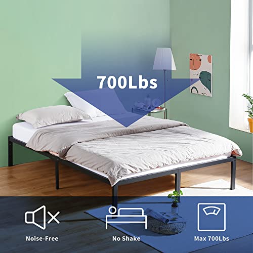 Olee Sleep 18 Inch Tall Heavy Duty Steel Slat Anti-slip Support Easy Assembly Mattress Foundation Maximum Storage Noise Free No Box Spring Needed, Black