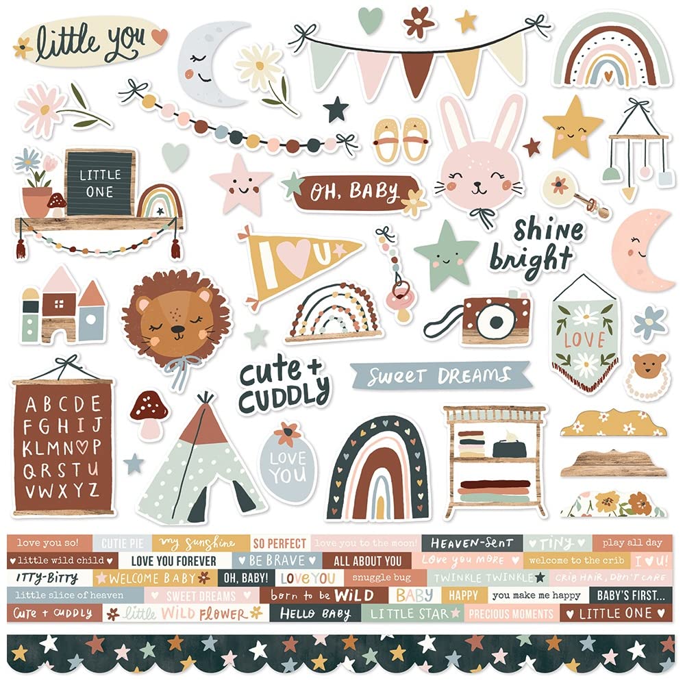 Boho Baby Cardstock Stickers 12"X12" - Combo