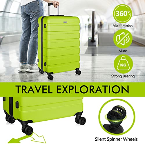 AnyZip Luggage Sets 3 Piece PC ABS Hardside Lightweight Suitcase with 4 Universal Wheels TSA Lock Carry On 20 24 28 Inch Apple Green