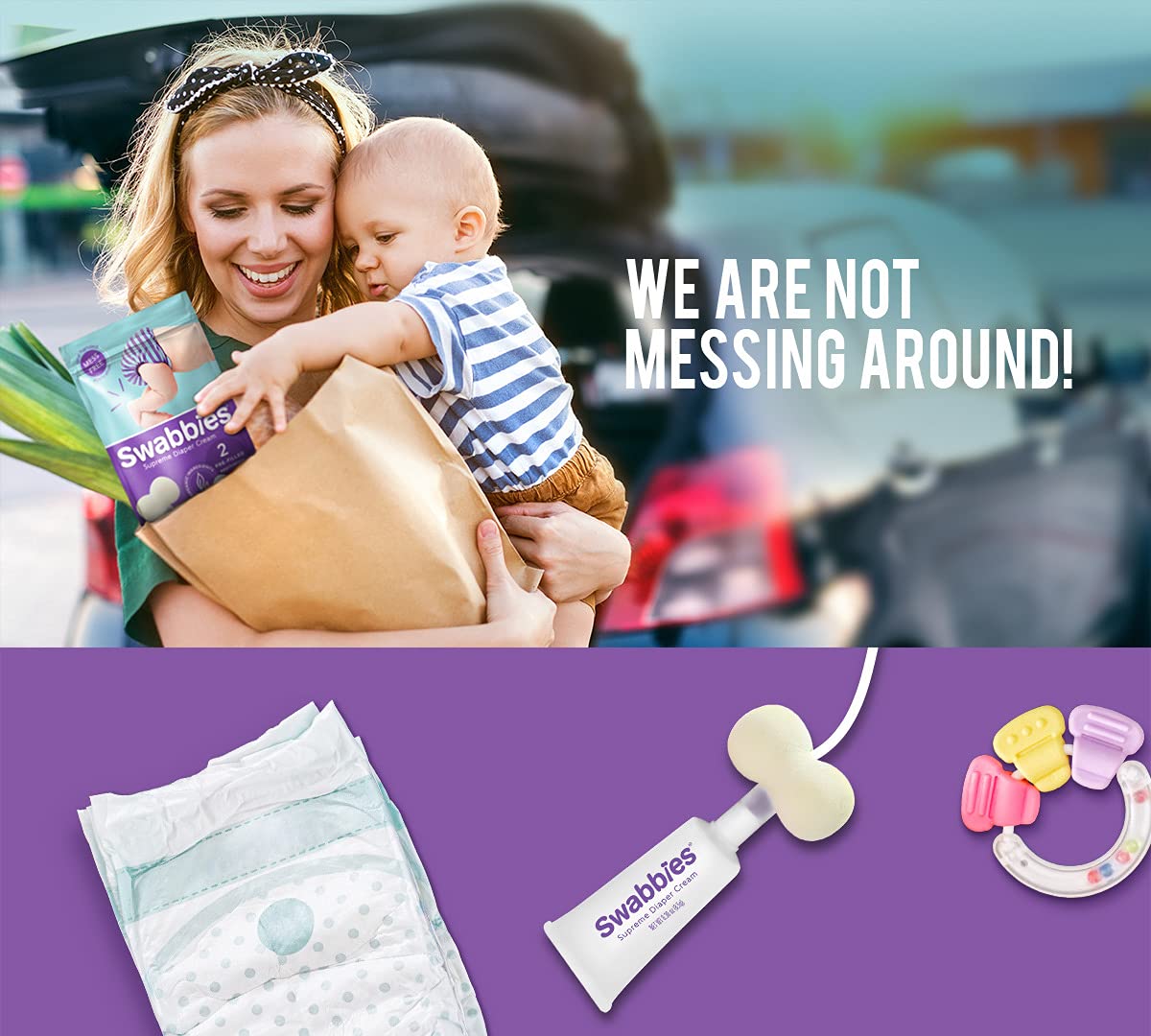 Swabbies Diaper Cream Applicators with 2 pre-Filled Applicators of Diaper Cream