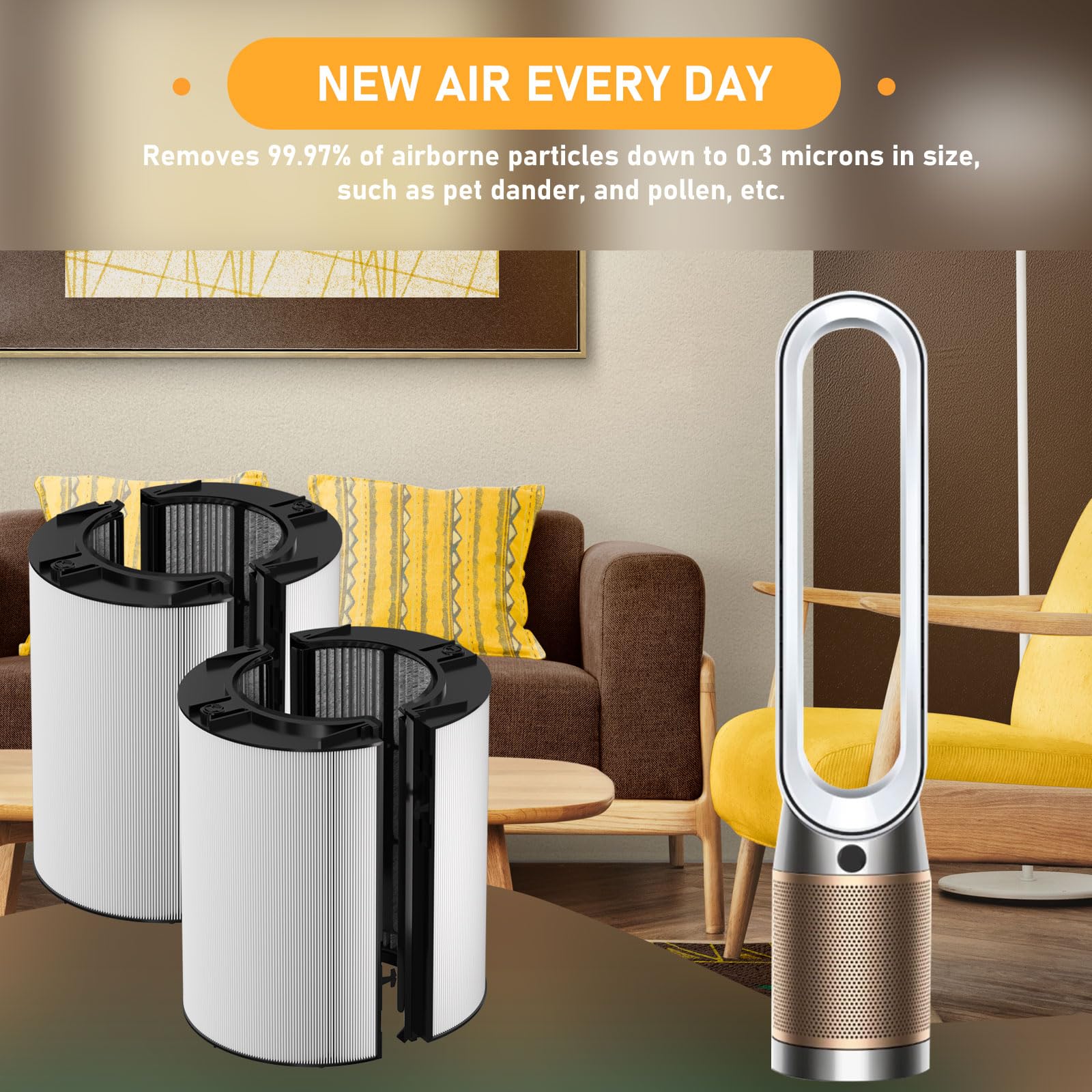 Allisfresh TP09 HEPA Filter Replacement Compatible with Dyson TP06 HP06 TP04 TP07 TP07A HP07 HP09 TP09 TP08 HP10 TP10 PH01 PH02 PH03 PH04 Air Cleaner Purifier, 2 in 1 Filtration System, 2 Pack Black