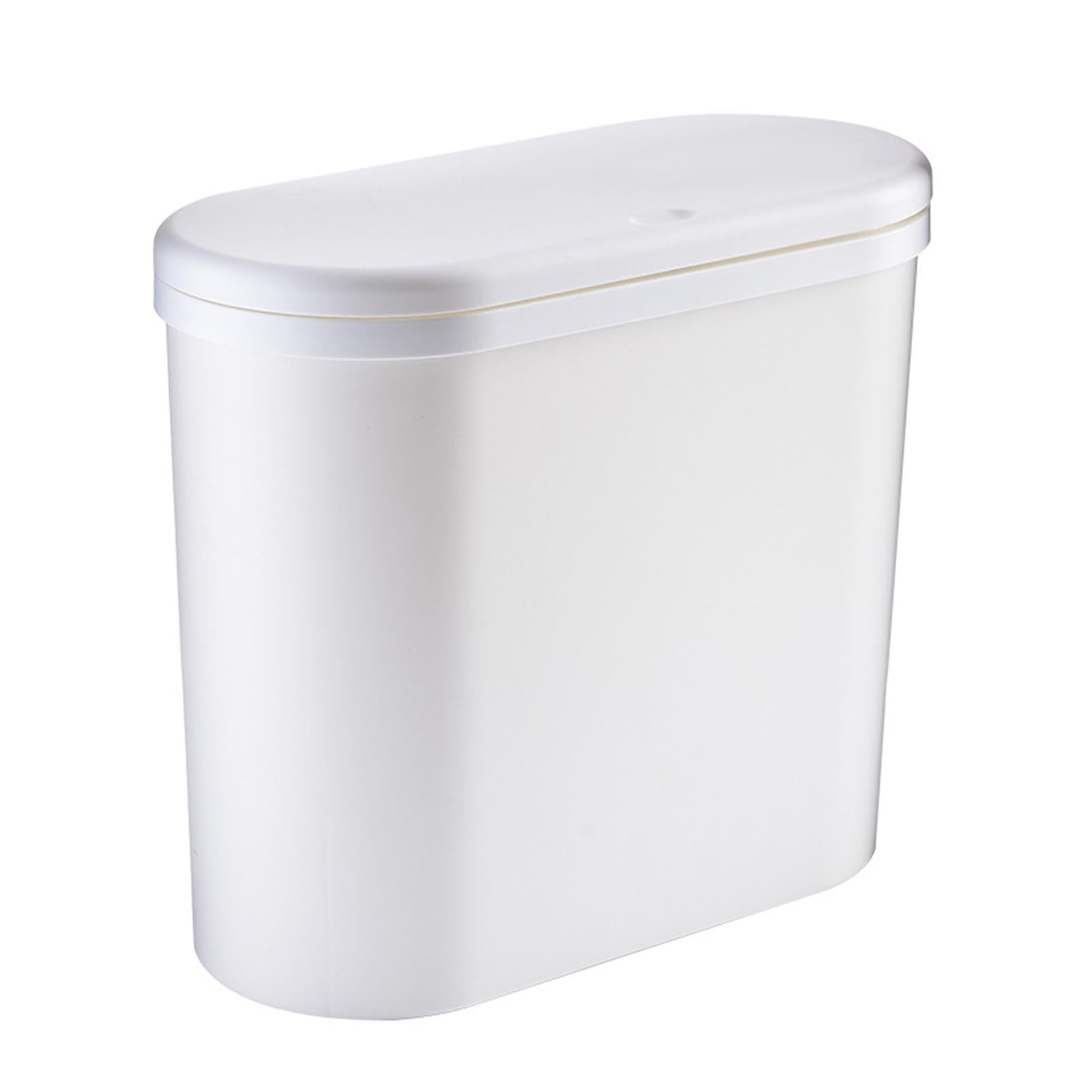 Aladeno White Trash Can Waste Basket Large Capacity Garbage Can with Press Type Lid Waste Bin, Waste Bin Container Bins for Kitchen, Bathroom, Living Room, Office, Dorm