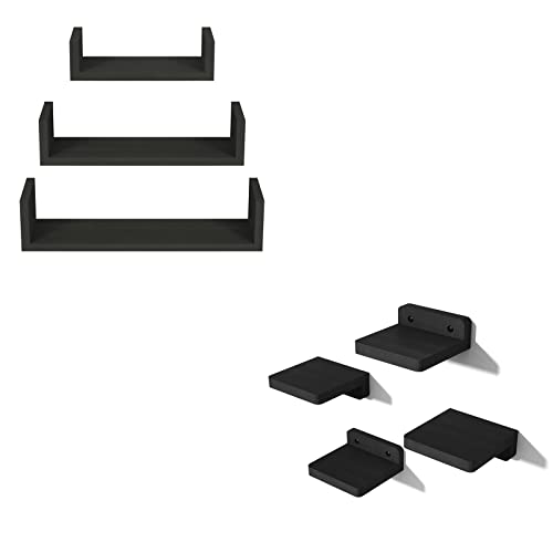SRIWATANA U Shelves Set of 3 and Small Floating Shelves Set of 4