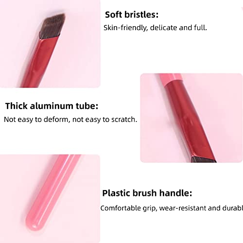 4D Hair Stroke Brow Stamp Brush, 4PCS Multifunctional Eyebrow Brush, Square Makeup Brush and Extra Fine Beveled Eyebrow Brush or Filling Eyebrows and Concealer (Brown and Black)