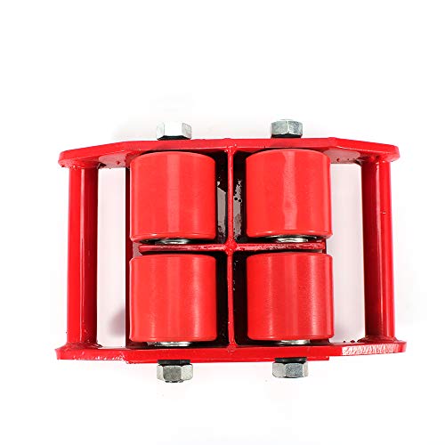 4 Rollers Industrial Machinery Mover, 13200 lbs (6 Tons) Capacity Machinery Skate Dolly, All-Steel Structure, 360 Degree Rotation (Red)