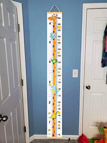 JJGoo Baby Growth Height Chart Hanging Ruler Wall Decor for Kids, Canvas Removable Height Growth Chart 79" x 7.9"(Giraffe)