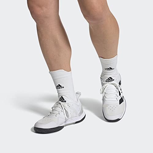 adidas Men's Adizero Ubersonic 4 Tennis Shoe, White/Core Black/Silver Metallic, 11