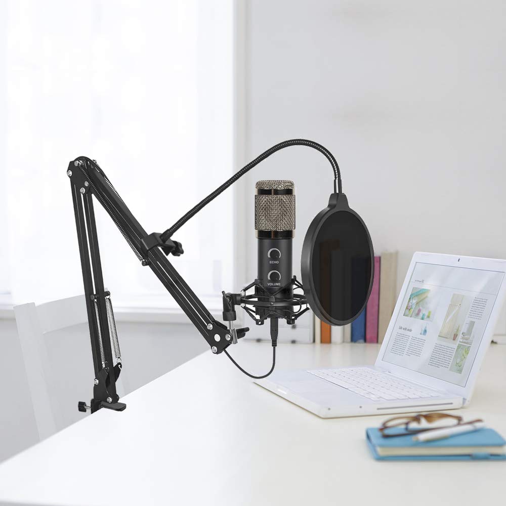 Bonke 【2021 Upgraded】 USB Condenser Microphone for Computer (Silver)