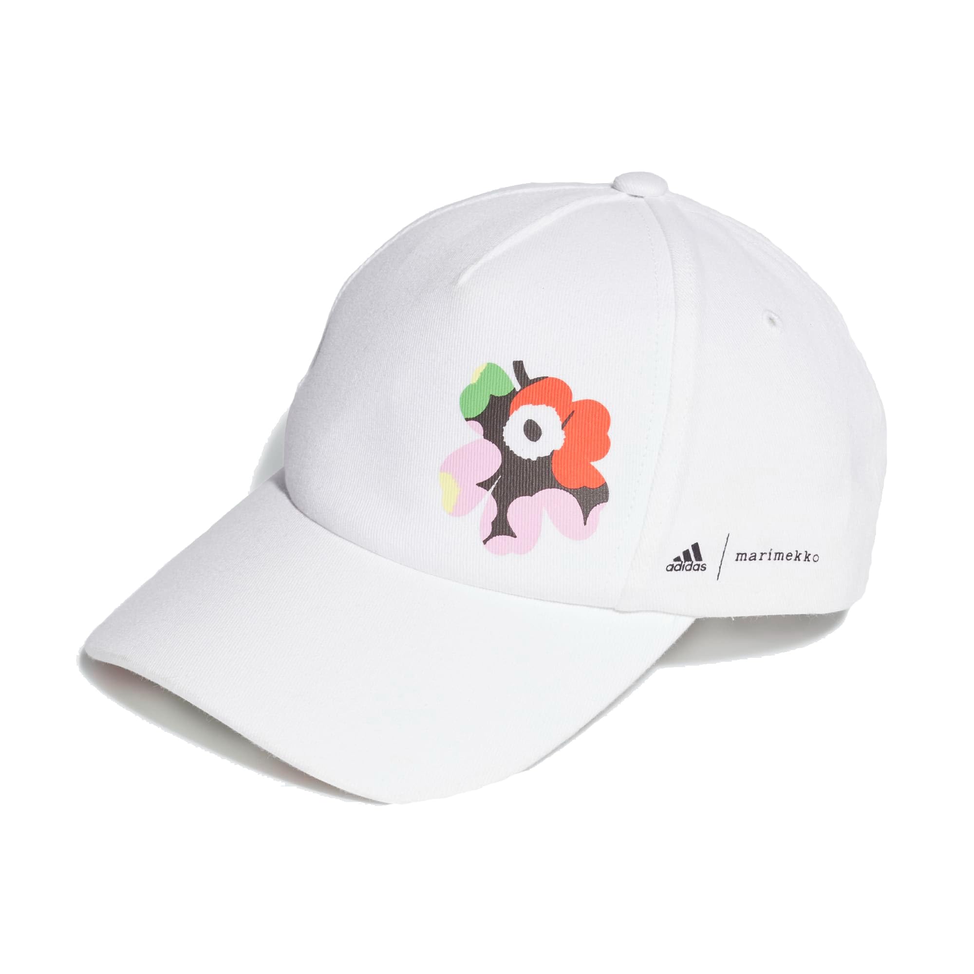 adidas X Marimekko Curved Visor Adjustable White Baseball Hat, One Size Fits Most