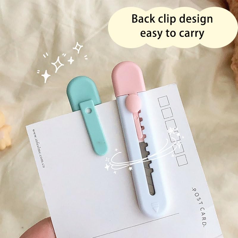 8 Pack Utility Knife Box Cutter Retractable Box Knife with Slide Lock 9mm Snap-Off Box Cutters Lightweight Razor Knife for Office, Home, Crafts, Hobby Use