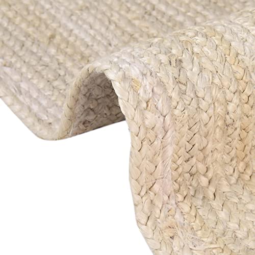 Avgari Creation RUG Jute Natural Hand Braided Rug Rectangle White Handmade Natural Fiber Area Carpet Kitchen, Hallway Rugs For Living-90x150 CM