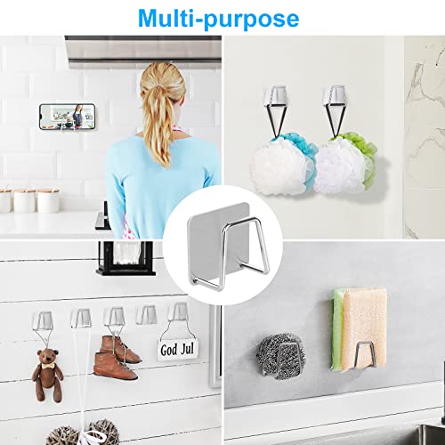 AORZOV 4PCS Sponge Holders for Kitchen Sink, Caddy Dish Strong Adhesive Small Sponge Holder, SUS304 Stainless Steel Minimal Size Premium Rustproof & Waterproof
