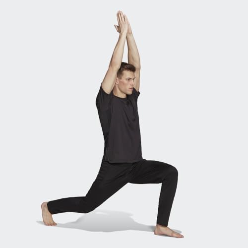 adidas Men's AEROREADY Yoga Tee, Black/Grey, X-Large