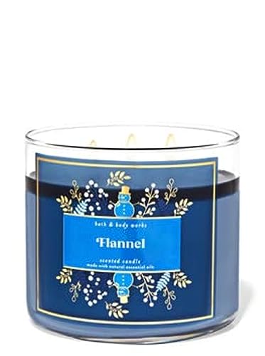 Bath & Body Works, White Barn 3-Wick Candle w/Essential Oils - 14.5 oz - 2021 Christmas Scents! (Flannel)