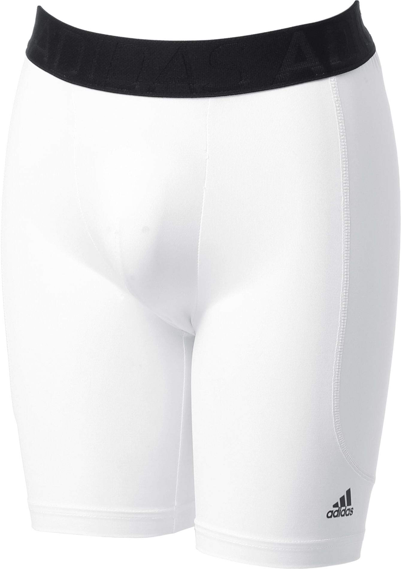adidas Boy's Triple Stripe Sliding Shorts w/Cup (White, Small)