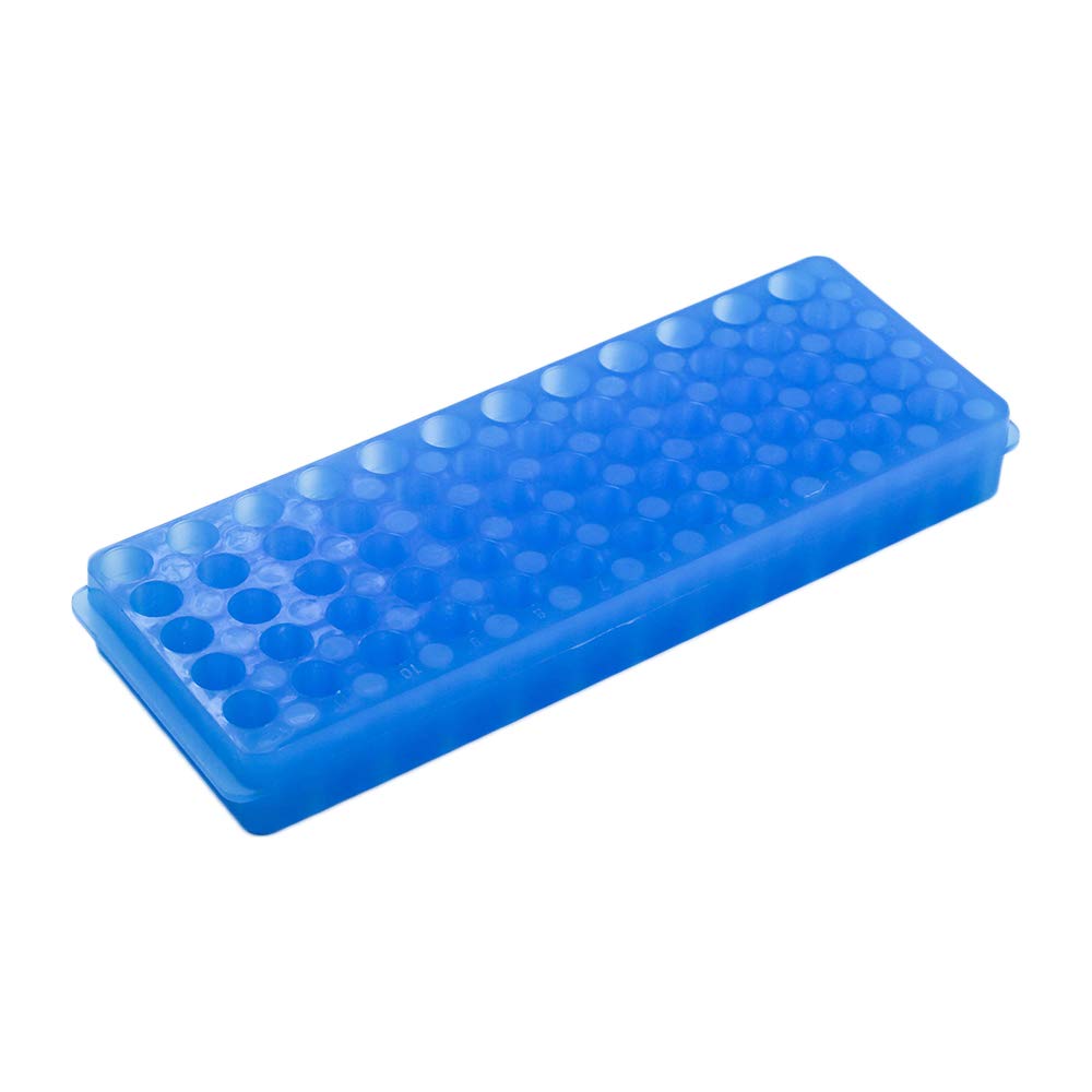 Dahszhi 2Pcs PCR Tube Rack, Double Panel Microcentrifuge Test Tube Rack Holder for 0.5ml 1.5ml 2ml Test Tube, 60-Well, Blue