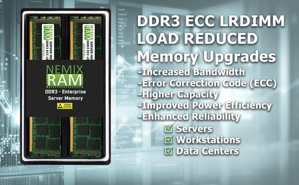 NEMIX RAM 32GB (1X32GB) DDR3 1866MHZ PC3-14900 4Rx4 1.2V 288-PIN ECC LRDIMM Load Reduced Server Memory Compatible with Supermicro MEM-DR332L-SL02-LR18