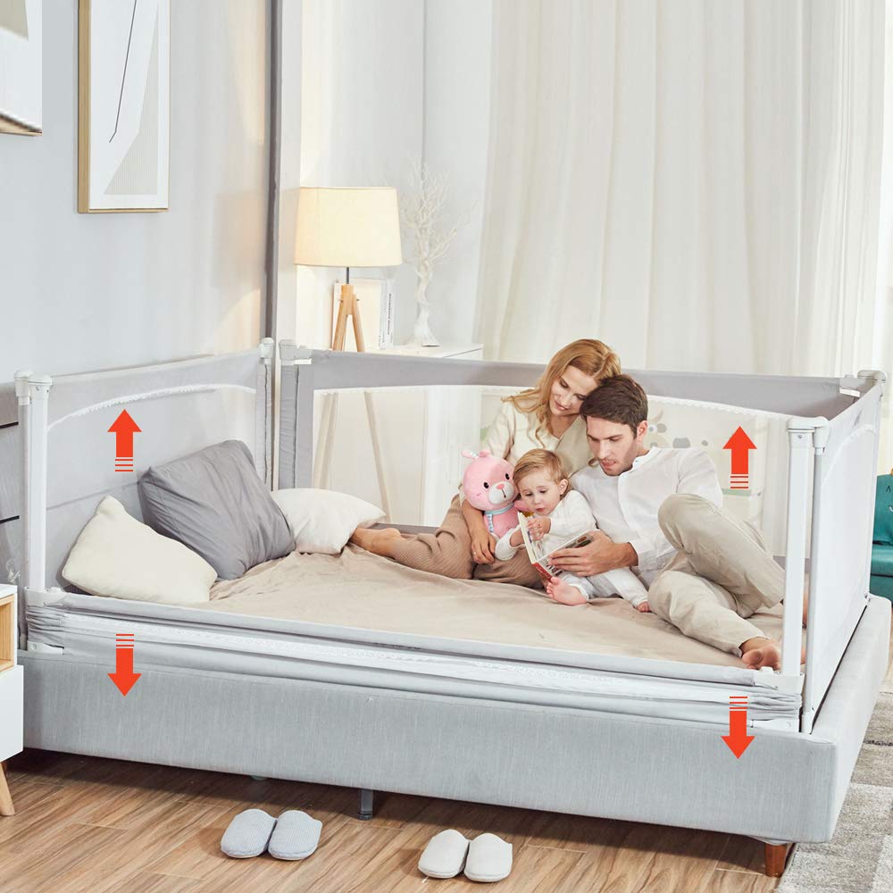 MAYbabe Bed Rail. Baby Bed Rail. Extra Long and Tall Kids Bed Rail Guard -Bed Guard Rails for King&Queen 80 inches Long(Gray-1 Pack)