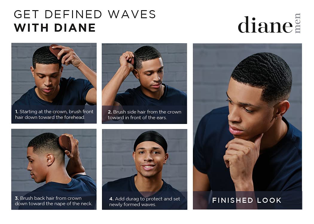 Diane Premium 100% Boar Bristle 5 Row Styling Brush for Men and Barbers, Medium-Firm Bristles for Thick Coarse Hair, Detangling, Smoothing