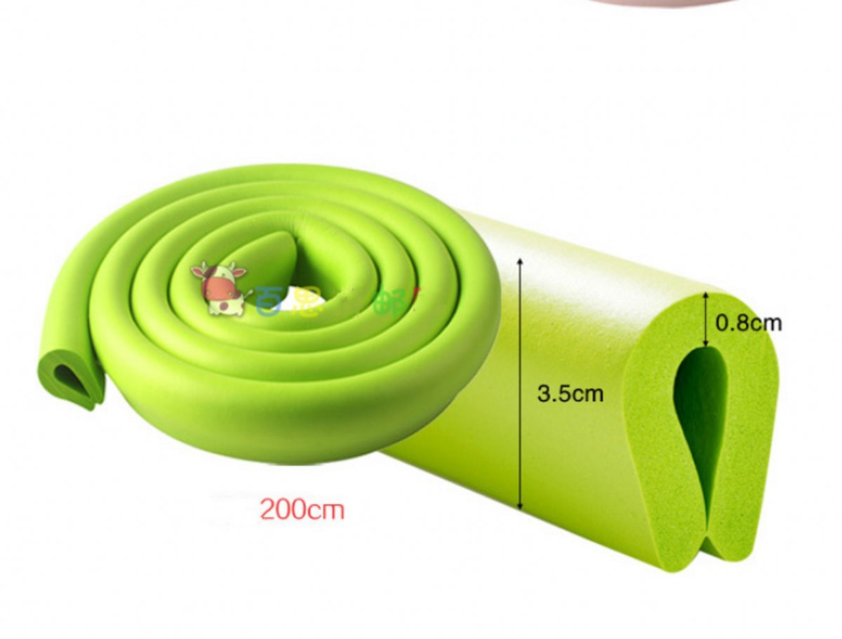 Green 2x2 Meters (13 FT) U Shape Glass Table Edge Protectors Premium High Density Foam Baby Safety Bumper Guard Foam Strip