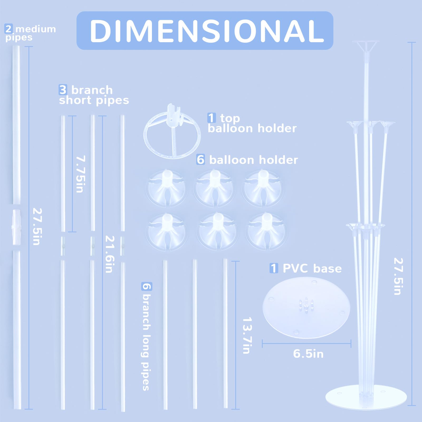 8 Sets Balloon Stand Kits, Balloon Sticks with Base for Table Birthday Wedding Anniversary Graduation Baby Shower Gender Reveal Party Decorations