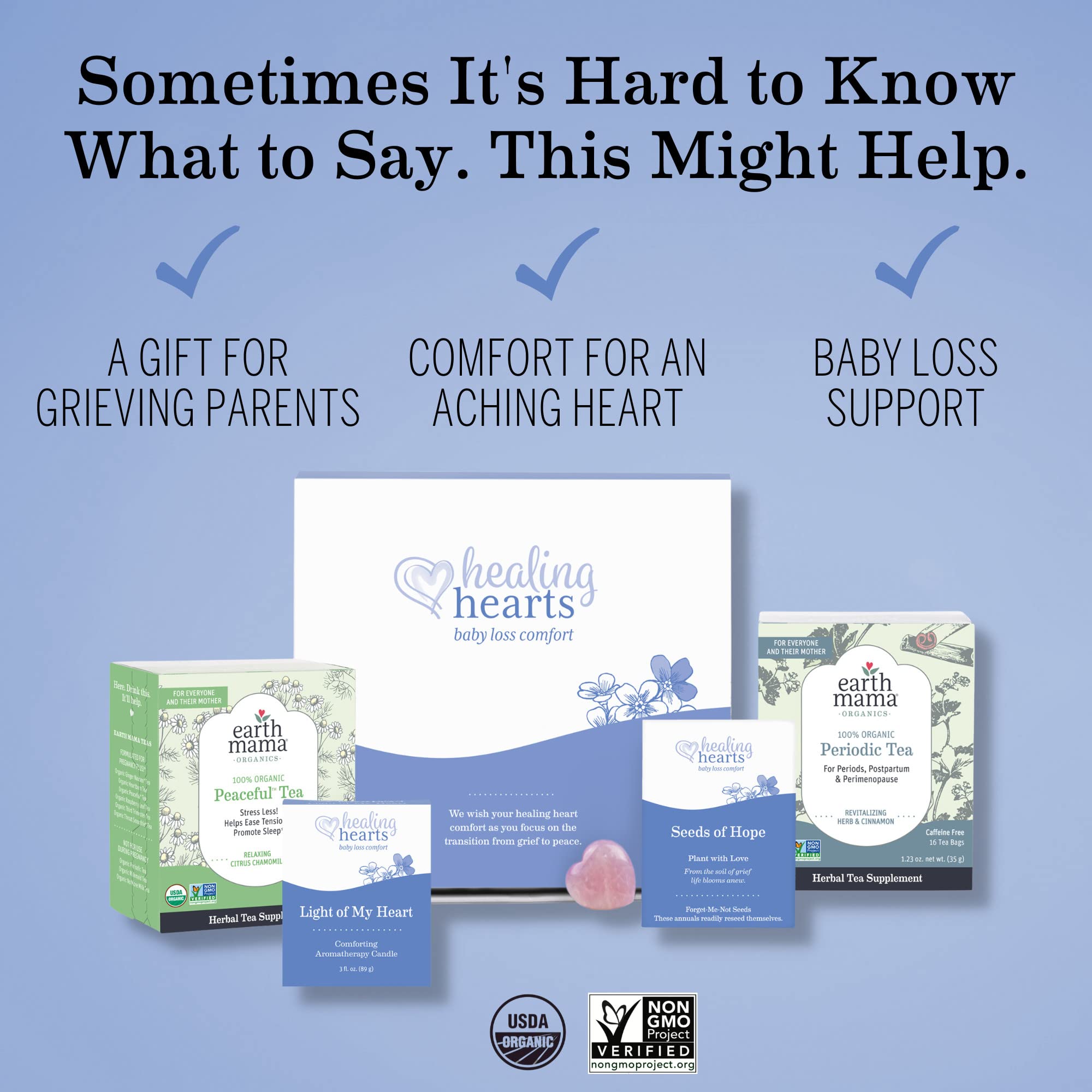 Earth Mama Healing Hearts Comfort Gift Set | Pregnancy, Miscarriage and Baby Loss Care for Grieving Moms, 5-Piece Set