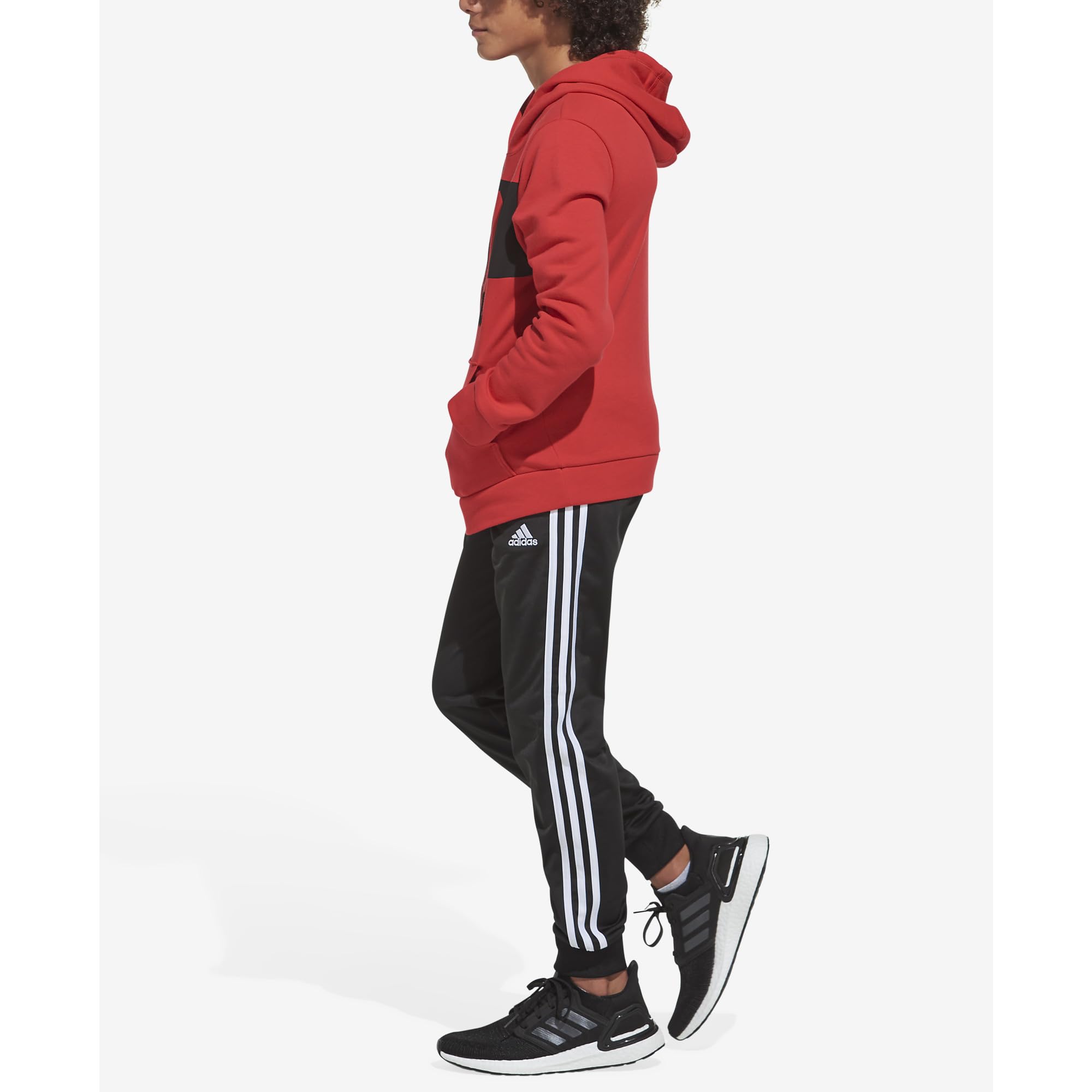 adidas Boys' Big Active Sports Athletic Tricot Jogger Pant, Iconic Black, M 10/12