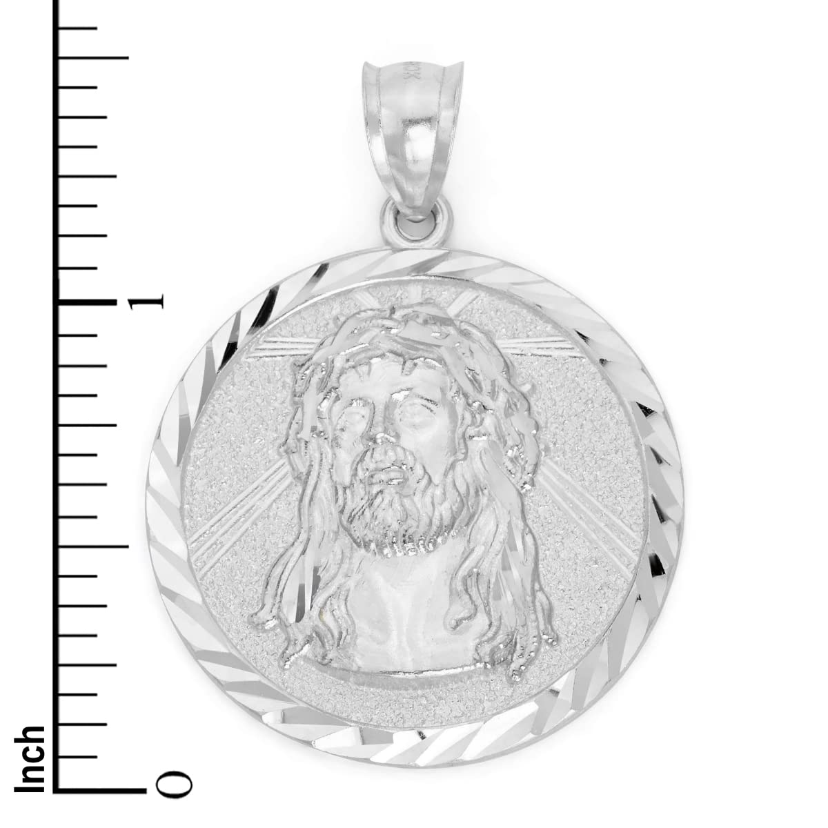 925 Sterling Silver Jesus Pendant Medallion, Diamond Cut Hip Hop Jewelry for Him