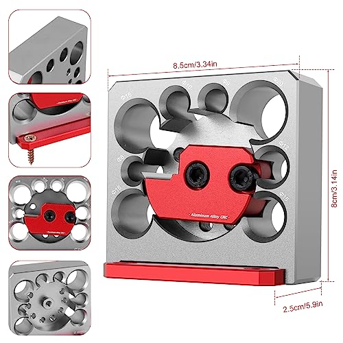 6Pcs Dowel Maker Jig Kit Metric 8mm to 20mm Adjustable Dowel Maker with Carbide Blade Electric Drill Milling Dowel Round Rod Auxiliary Tool for Wooden Rods Sticks Woodworking (Silver Red)