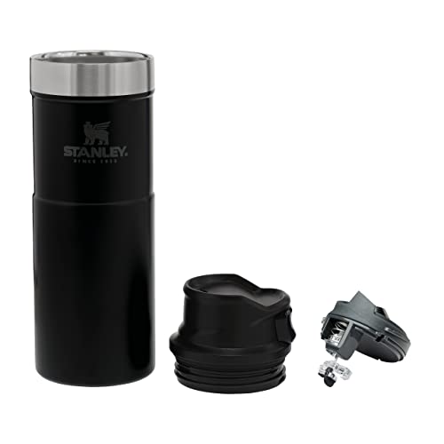 Stanley Trigger Action Travel Mug 0.47L Matt Black β Keeps Hot for 7 Hours - BPA-free Stainless Steel Thermos Travel Mug for Hot Drinks - Leakproof Reusable Coffee Cups