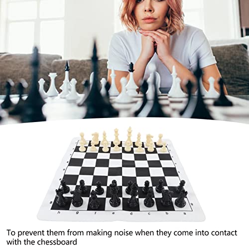 DAUERHAFT International Chess Set, 32Pcs Chess Pieces Portable PU Leather Chessboard Chess Set with Storage Bag, 65mm / 2.56in King Height Non Slip Bottom Board Game Set, for Outdoor Camping