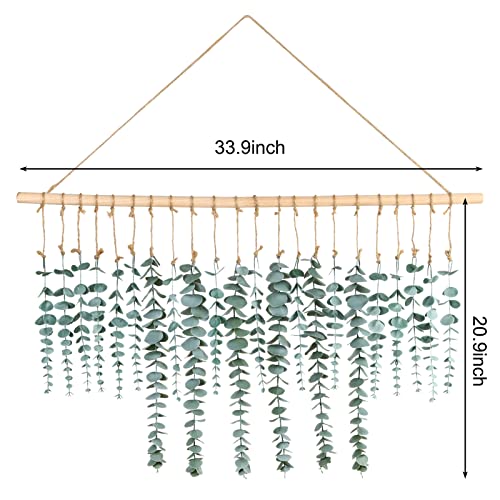 CEWOR Bathroom Decor Green Artificial Eucalyptus Wall Hanging Decor Fake Eucalyptus Leaves Greenery Farmhouse Rustic Wall Hanging for Wedding Bedroom Kitchen Nursery Party Boho Home Decor