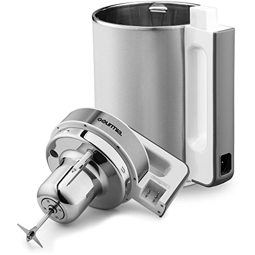 Gourmia GSM1450 Automatic Soup Maker - 6 in 1 Hot or Cold Soup Maker Plus Soy Milk, Rice, Porridge & More - 4 Blades, Cool Touch, Durable Stainless Steel with Free Recipe Book